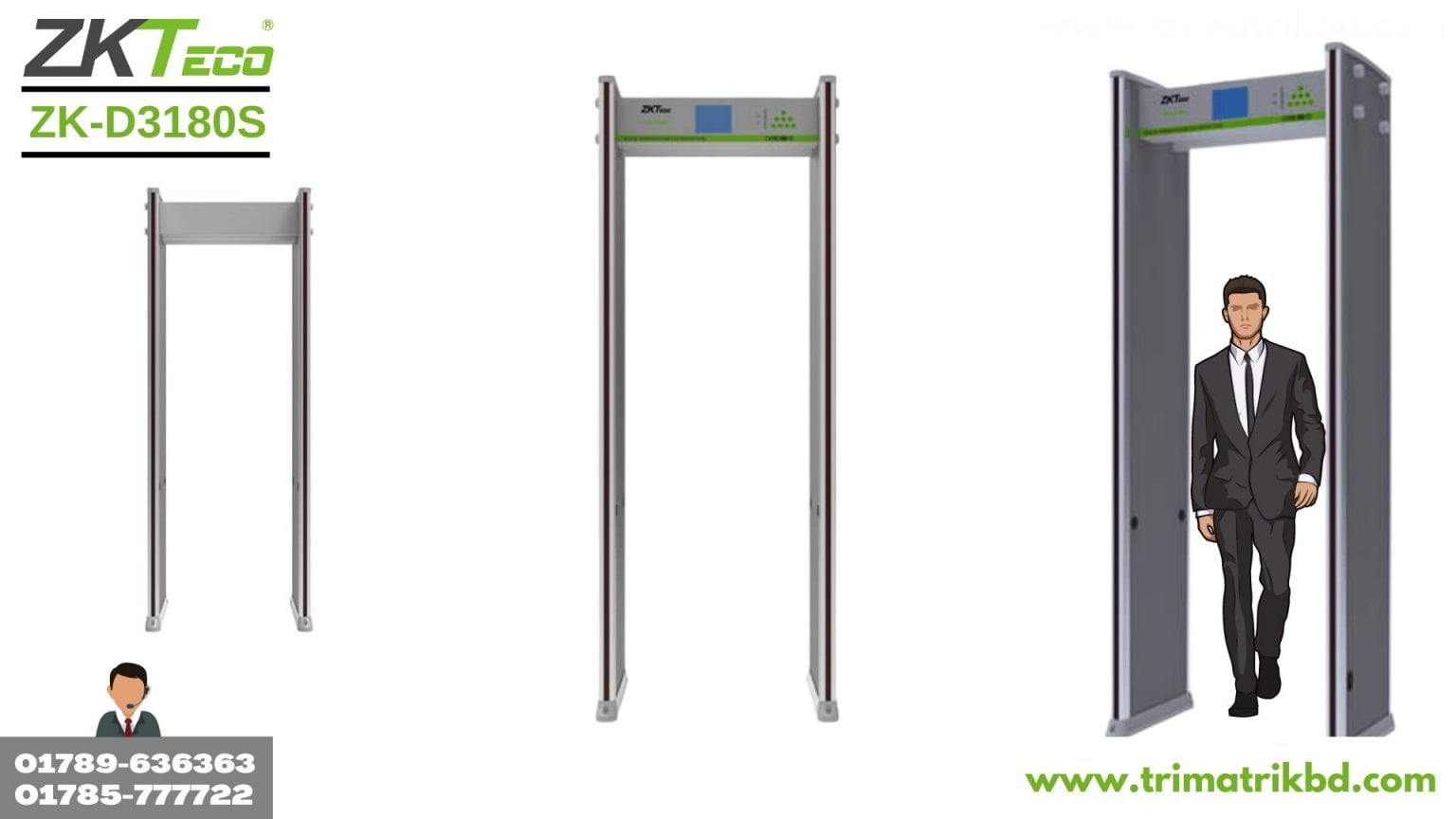 ZKTEco ZK-D3180 Price in Bangladesh | Best 18 Zones Archway Gate